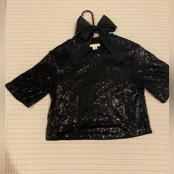 H&M | Tops | Hm Womens Black Cropped Sparkly Top | Poshmark